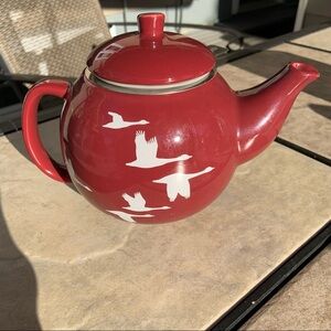Kitchen | Davids Tea Bubble Teapot Flock Geese Burgundy Red | Poshmark